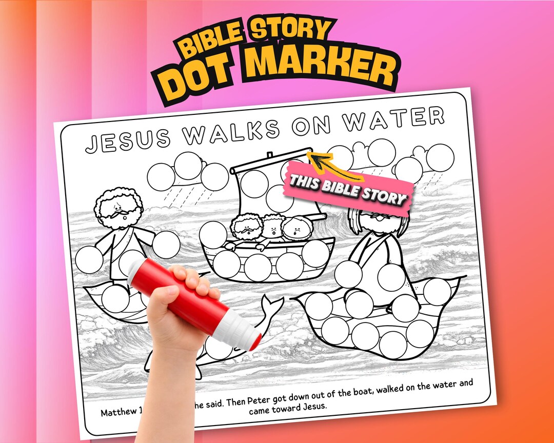 Jesus Walks on Water Bible Dot Marker Activity | Matthew 14:29 Peter ...