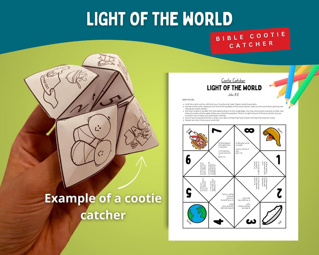 Light of the World Cootie Catcher, Jesus is the Light, John 8:12 Bible ...