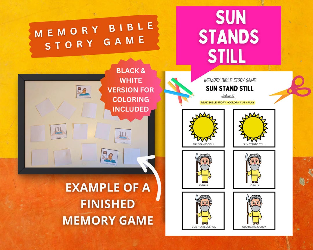 Sun Stands Still Memory Game | Joshua 10 | God Stops the Sun | Old ...