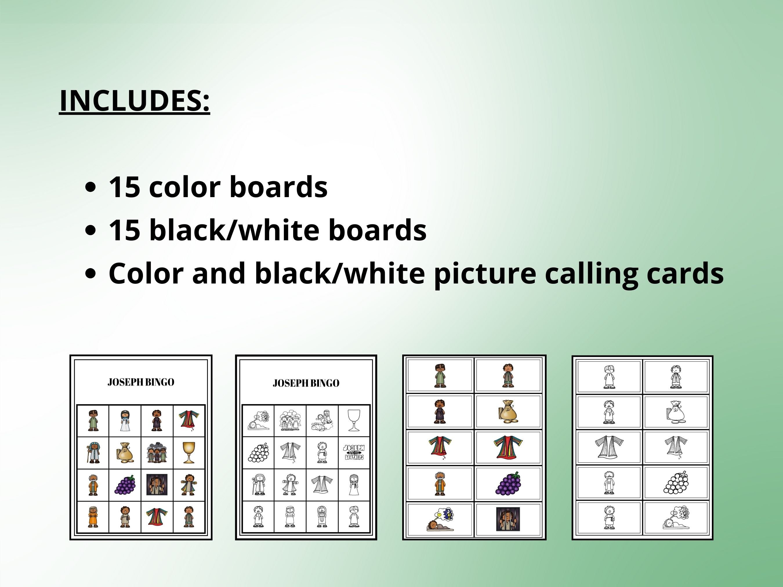 Joseph Bingo Set for Kids - Bible Story Activity, Joseph and His ...