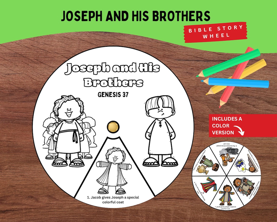 Joseph and His Brothers Coloring Wheel Printable | Genesis 37 Bible ...