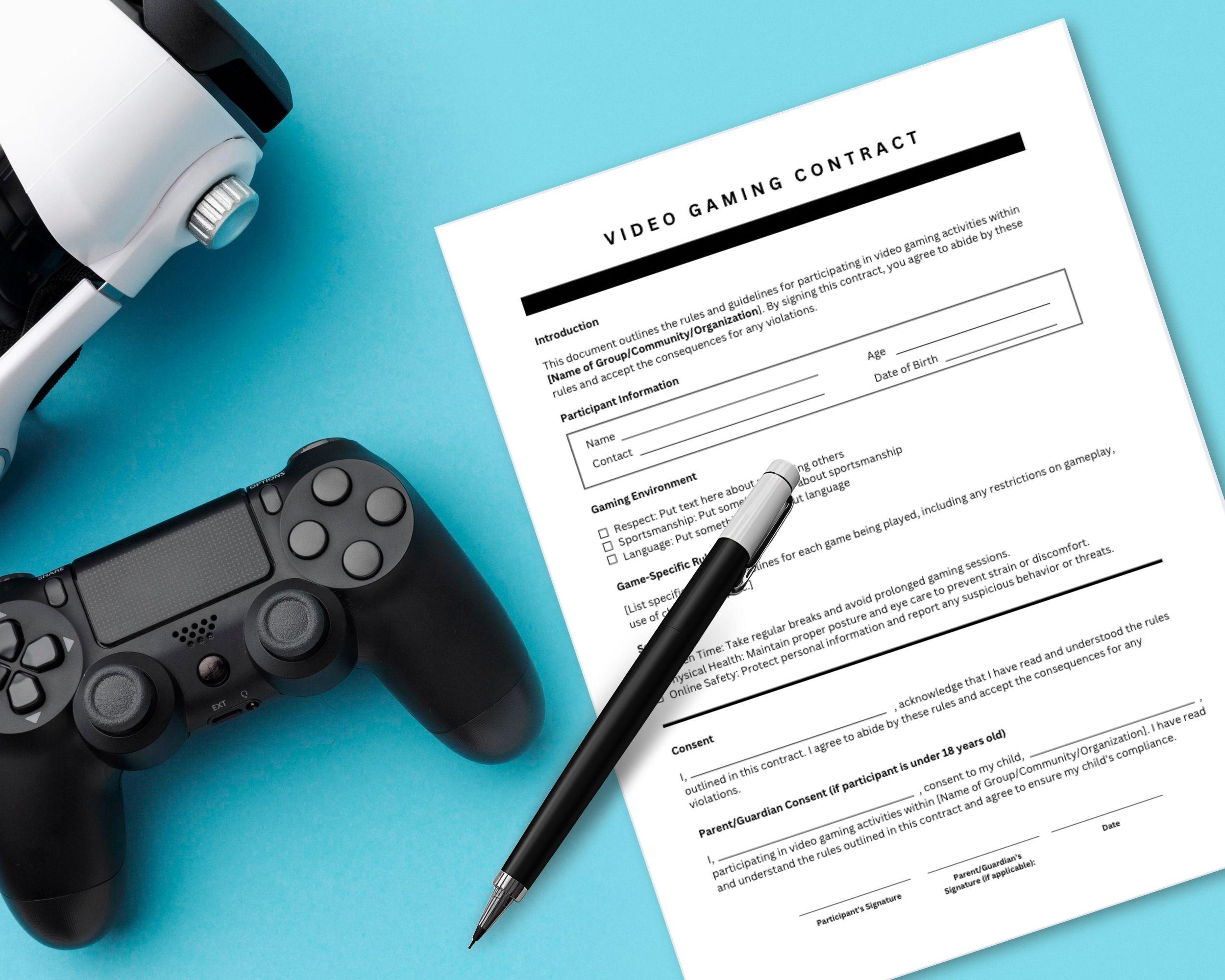Editable Video Game Contract for Kids, Technology Contract, Video Game ...
