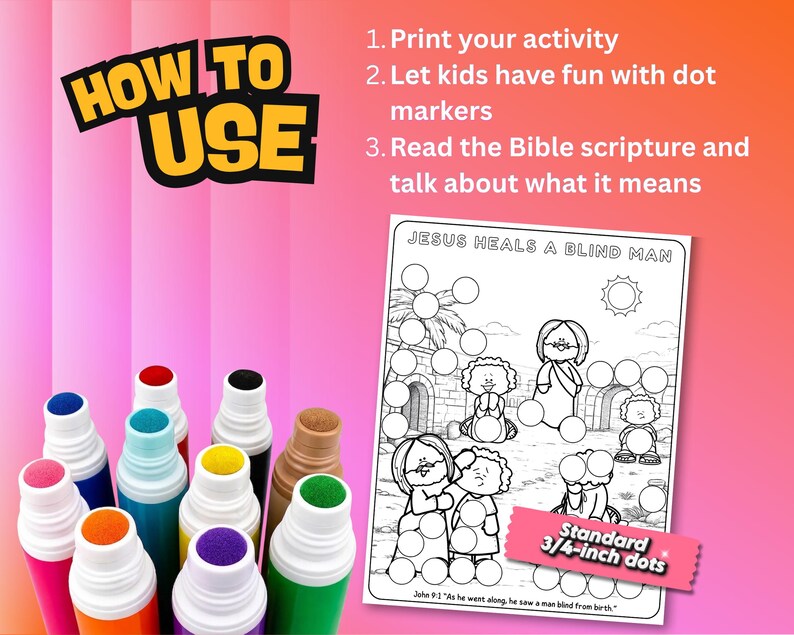 Jesus Heals Blind Man Bible Dot Marker Activity | John 9:1 Healing ...