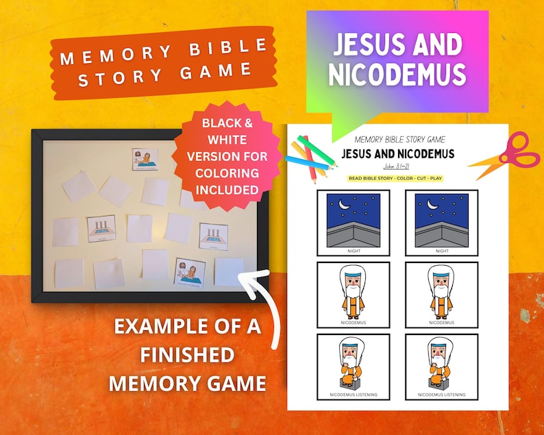 Jesus and Nicodemus Memory Game | John 3 Bible Story | Born Again ...