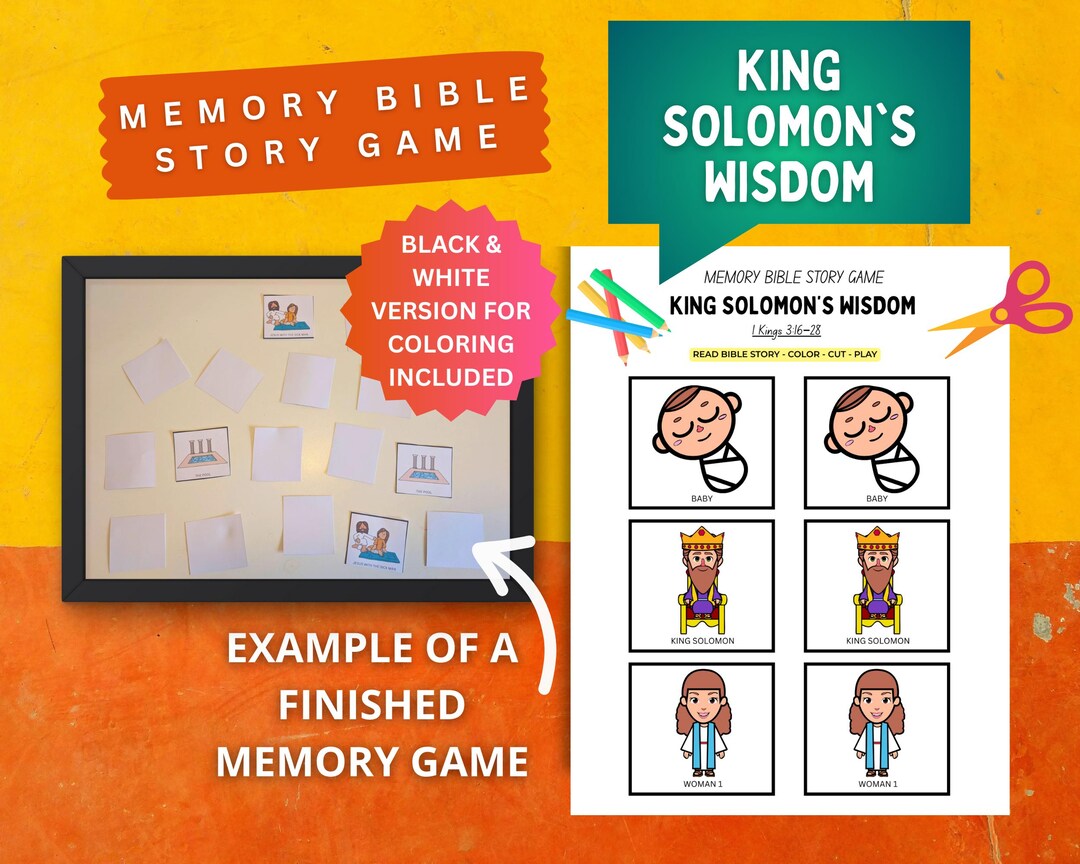 King Solomon’s Wisdom Memory Game | Solomon Bible Story | Solomon and ...