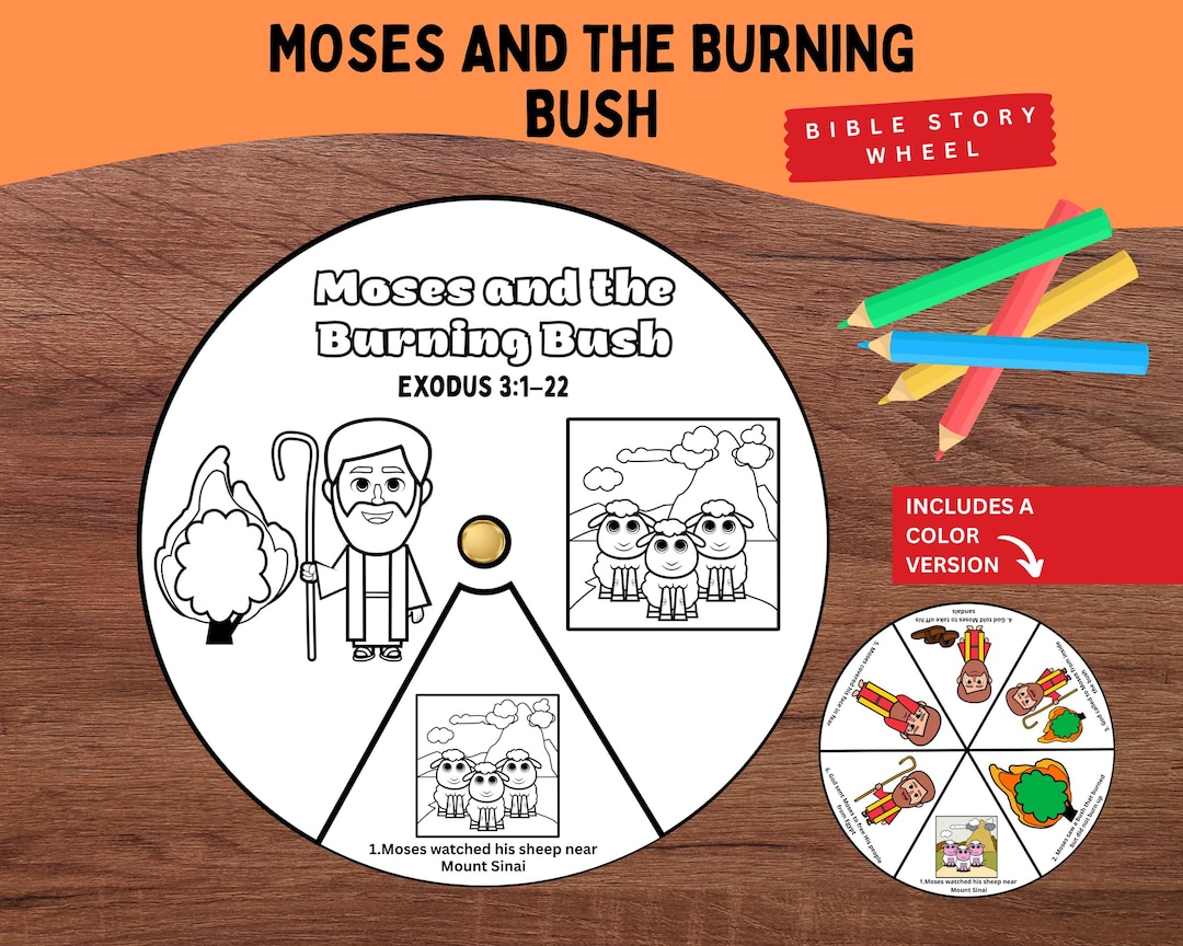 Moses and the Burning Bush Coloring Wheel | Exodus 3 Sunday School ...
