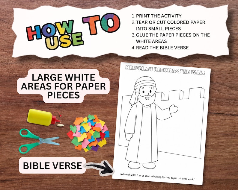 Nehemiah Rebuilds the Wall Torn Paper Bible Craft for Kids | Sunday ...
