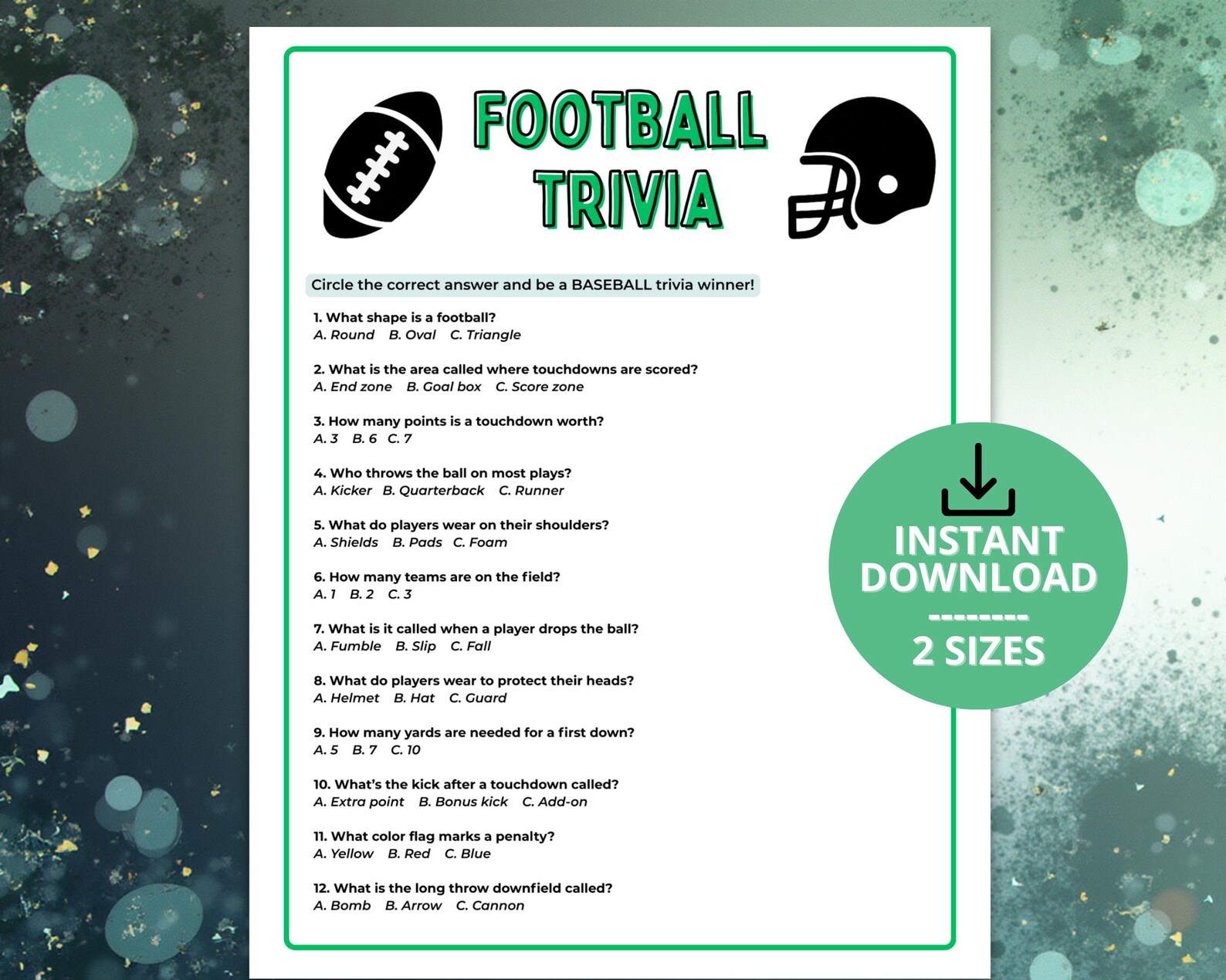 Football Trivia Printable Game, Kids Sports Quiz Worksheet, Classroom ...