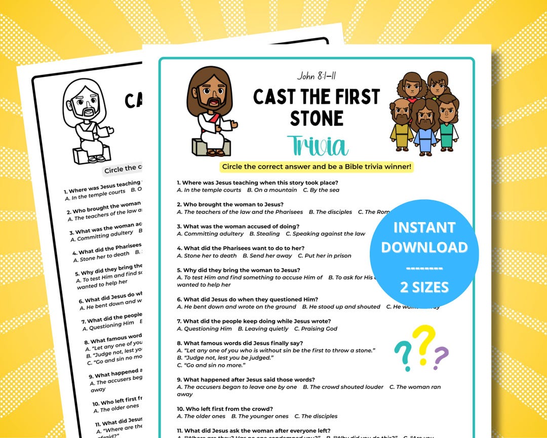 Cast the First Stone Bible Trivia Game | Jesus and the Woman Caught in ...