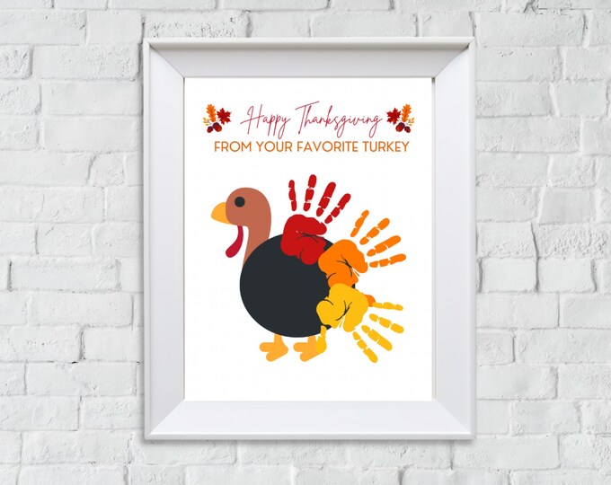 Fall or Thanksgiving Handprint Craft, Printable | Pumpkin Handprint Art ...