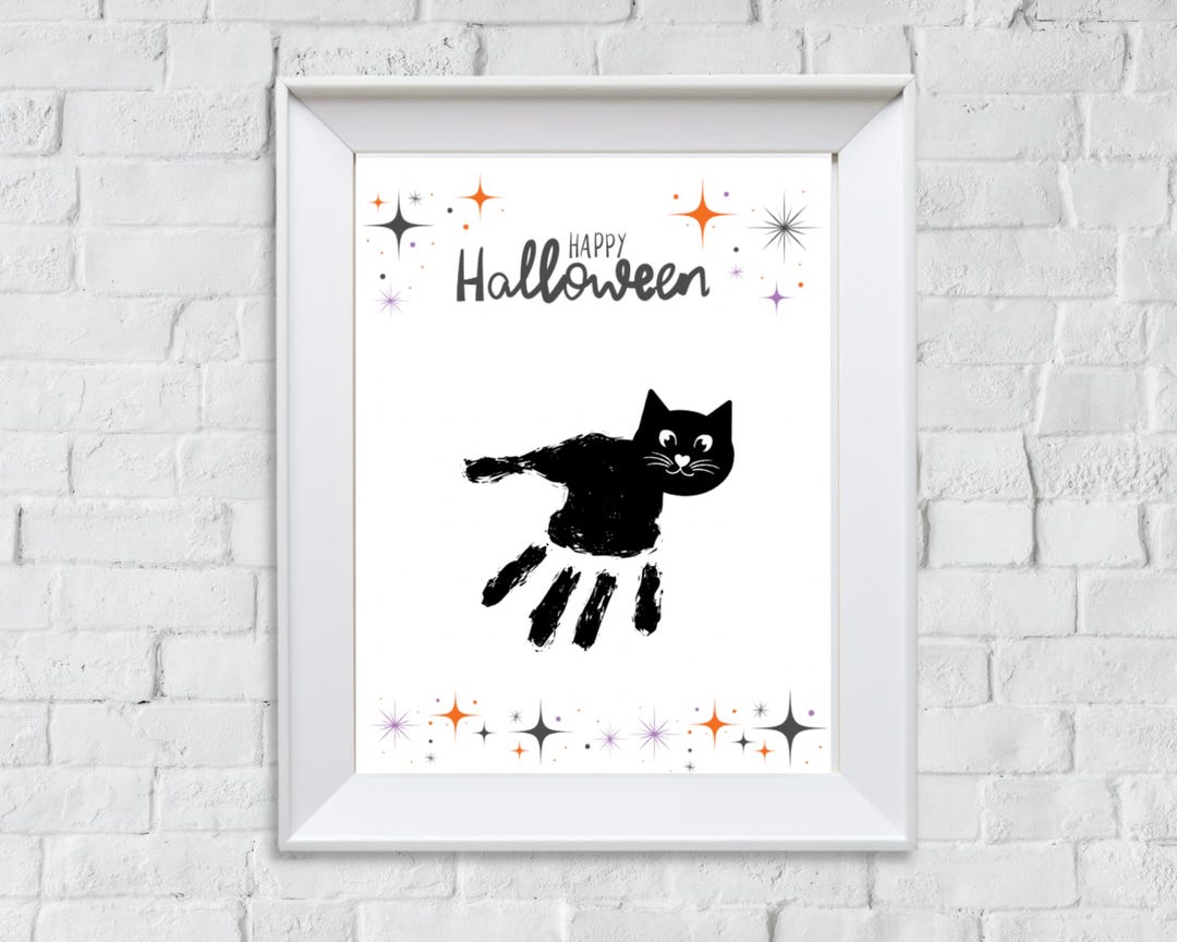 Halloween Black Cat Handprint Craft for Kids | Preschool Halloween ...
