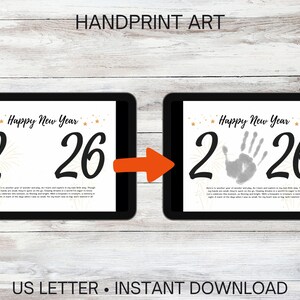 New Year Handprint Craft for Kids, Keepsake 2026, Happy New Years Eve ...