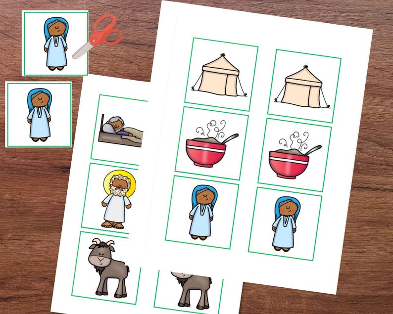 Jacob and Esau Memory Game, Match a Pair Game, Printable Jacob and Esau ...