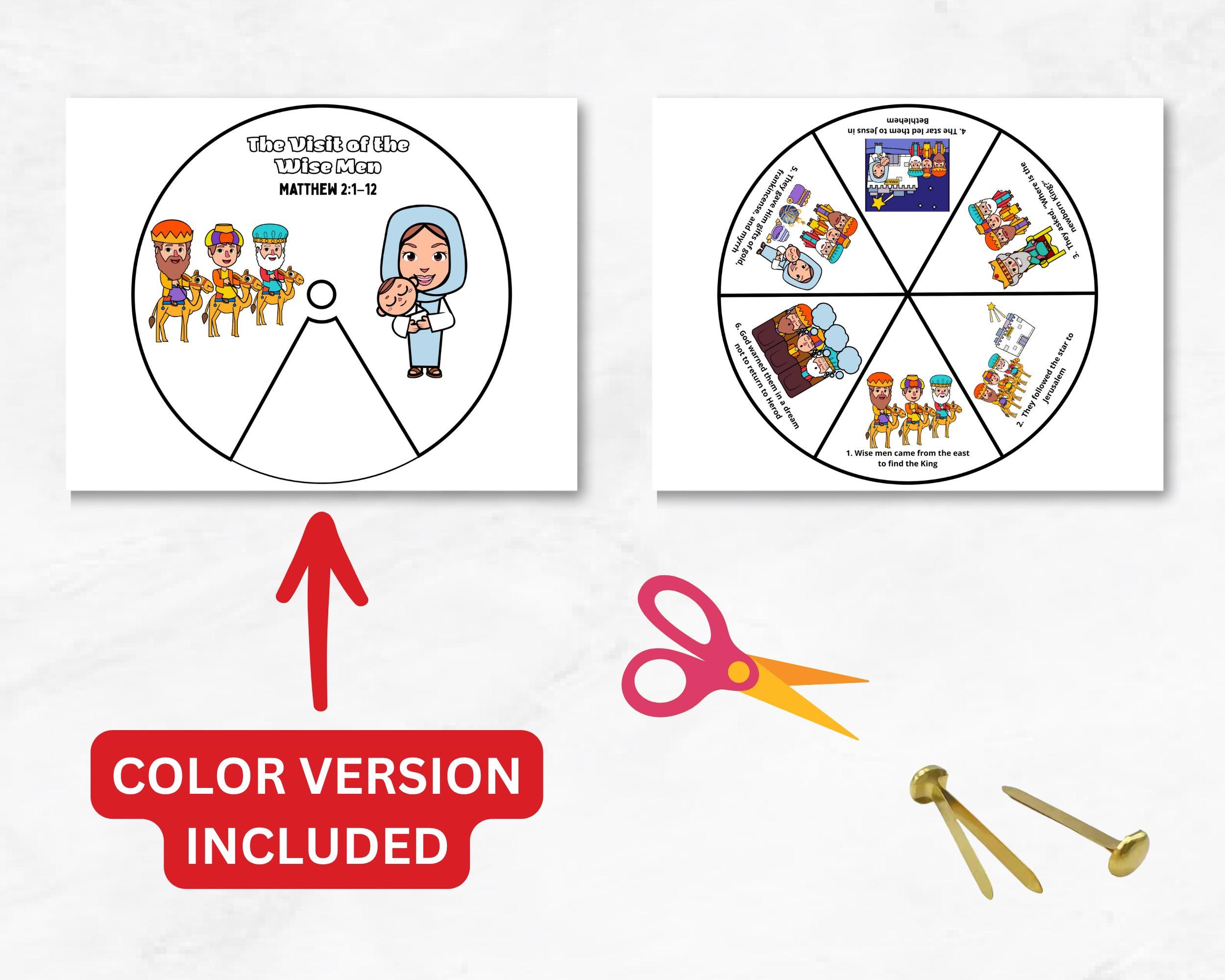 Three Wise Men Coloring Wheel | Matthew 2:1–12 Printable | Magi Visit ...