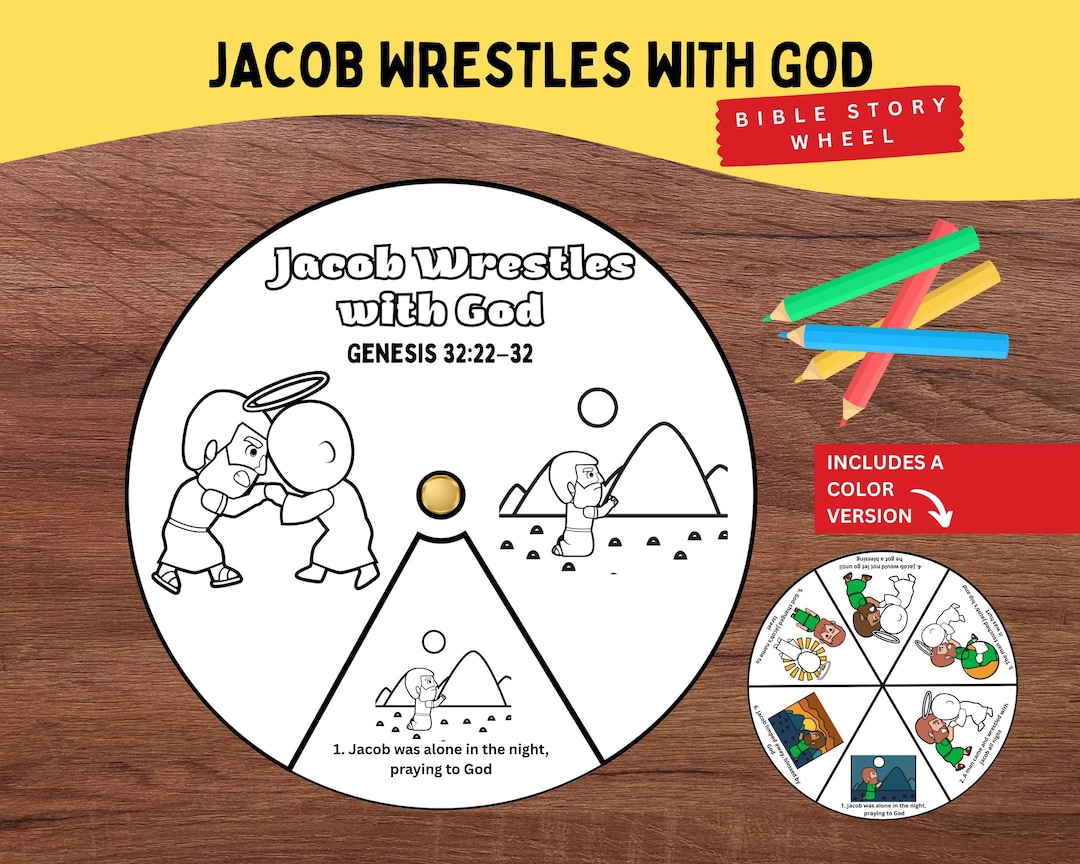 Jacob Wrestles With God Coloring Wheel | Genesis 32 Sunday School ...