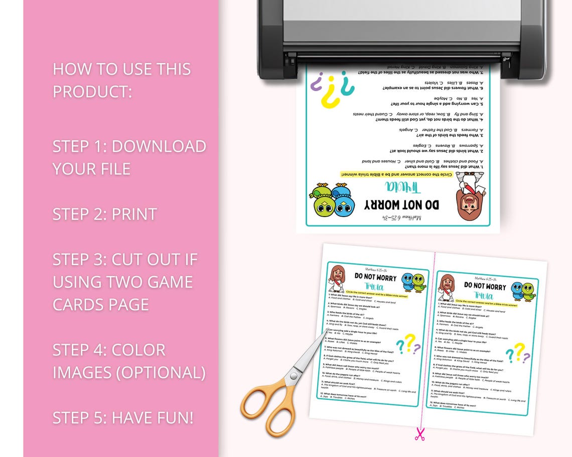 Do Not Worry Bible Trivia Game | Seek First the Kingdom Kids Activity ...