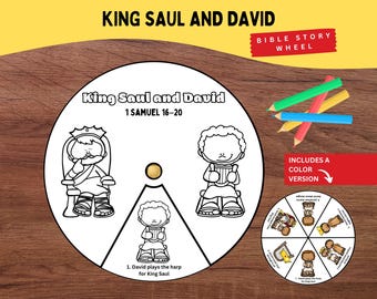 King Saul and David Bible Story Wheel Printable | 1 Samuel 16–20 Kids ...