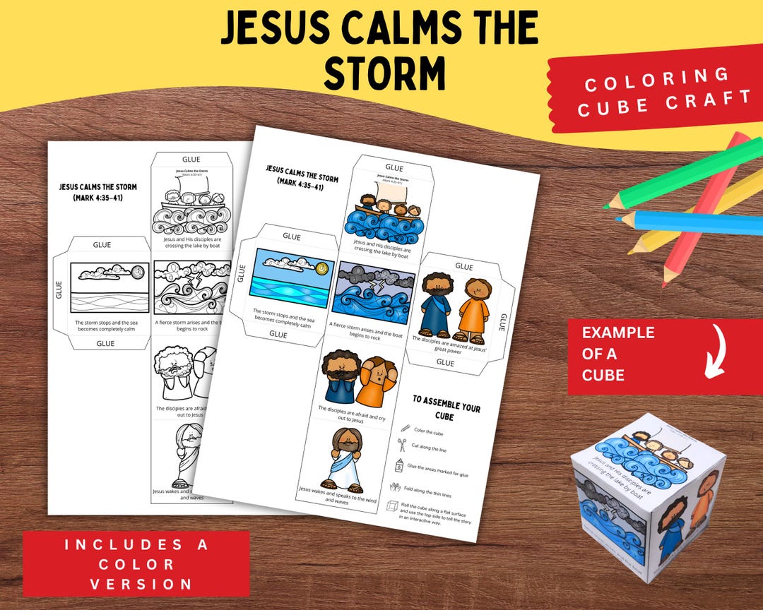 Jesus Calms the Storm Bible Story Cube | Mark 4:35–41 | Printable Kids ...