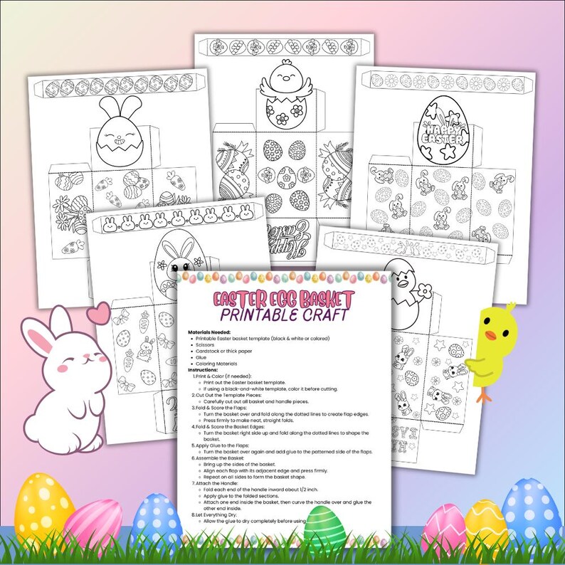 Manualidad imprimible de canasta de huevos de Pascua / Canasta de ...