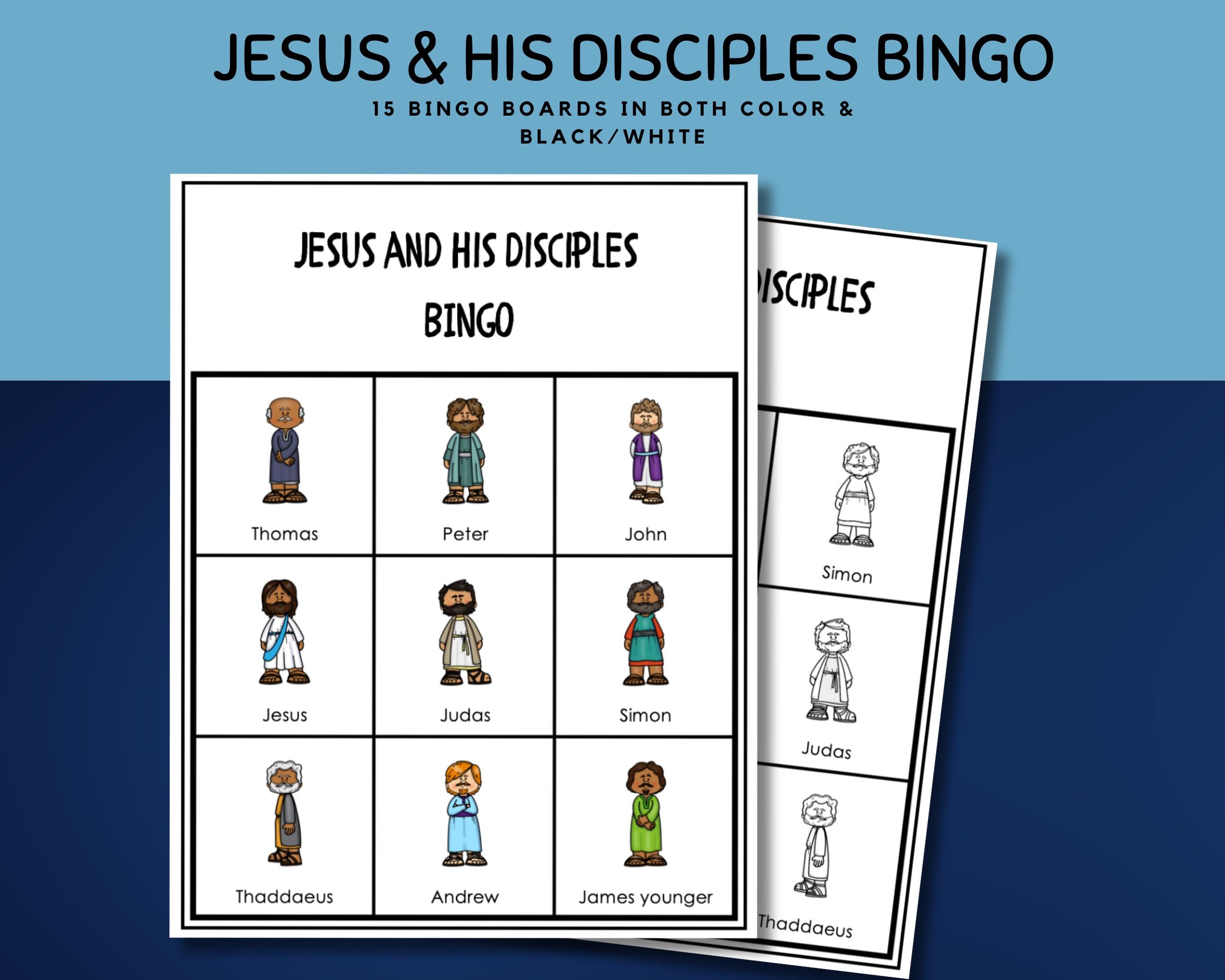 Jesus and His Disciples Bingo Set for Kids, Jesus and His Disciples ...