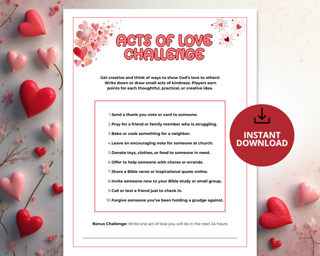Christian Valentine's Day Acts of Love Challenge Game for Kids and ...