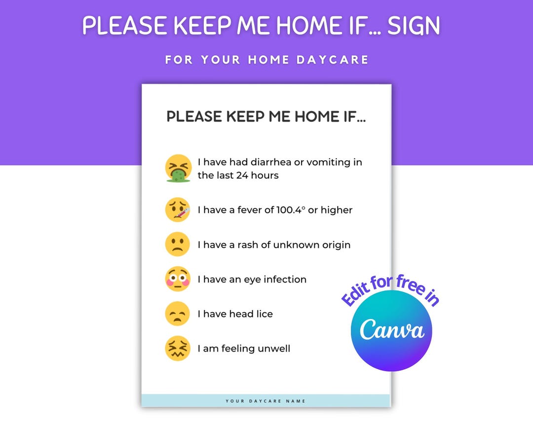 Please Keep Me Home If.. Sign, Home Daycare, Childcare Template ...