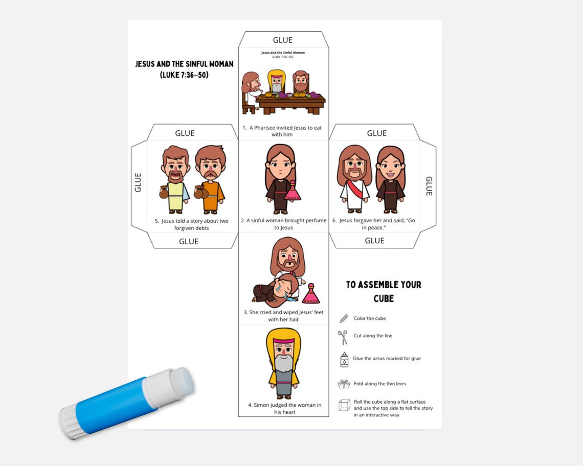 Jesus and the Sinful Woman Bible Story Craft | Luke 7:36–50 Coloring ...