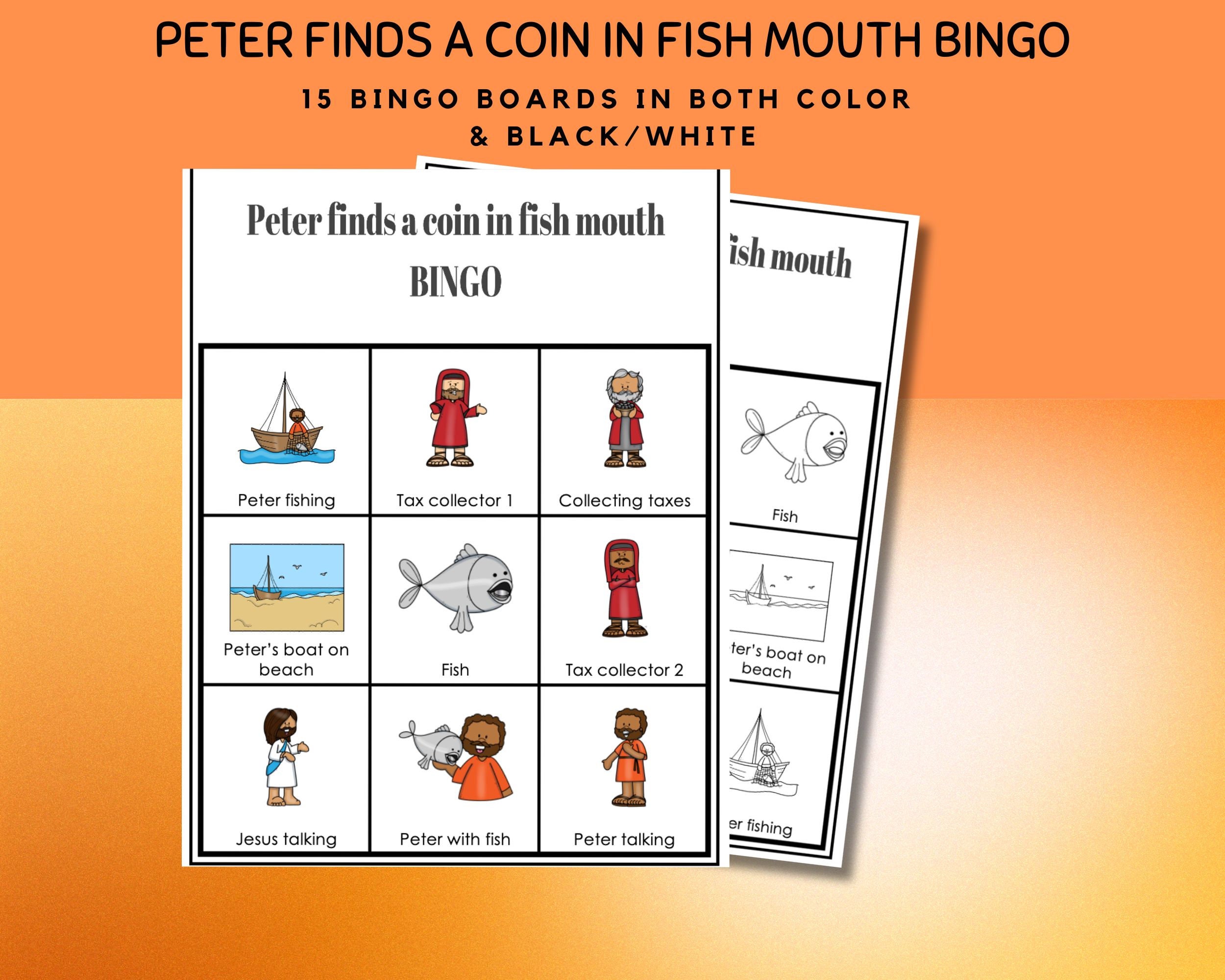 Bible Bingo Set for Kids Bible Story Activity, Old Testament Bible ...