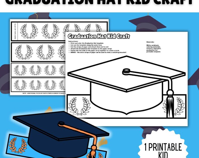 Graduation Cap Paper Crown Party Coloring Printable Kids Craft ...