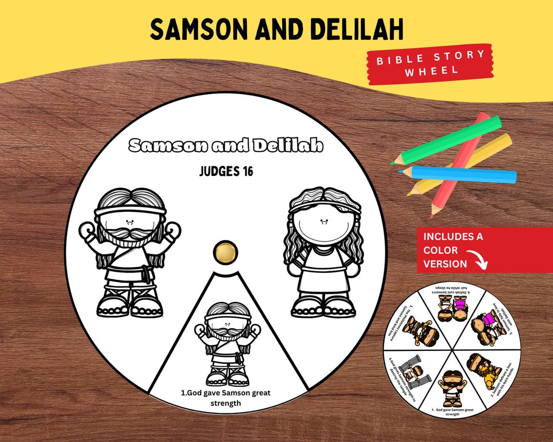 Samson and Delilah Bible Story Wheel Printable | Judges 16 Sunday ...
