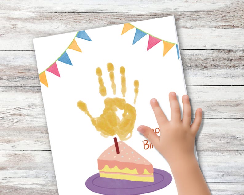 Happy Birthday Handprint Craft, Keepsake, Hand Print Art for Kids, Gift ...