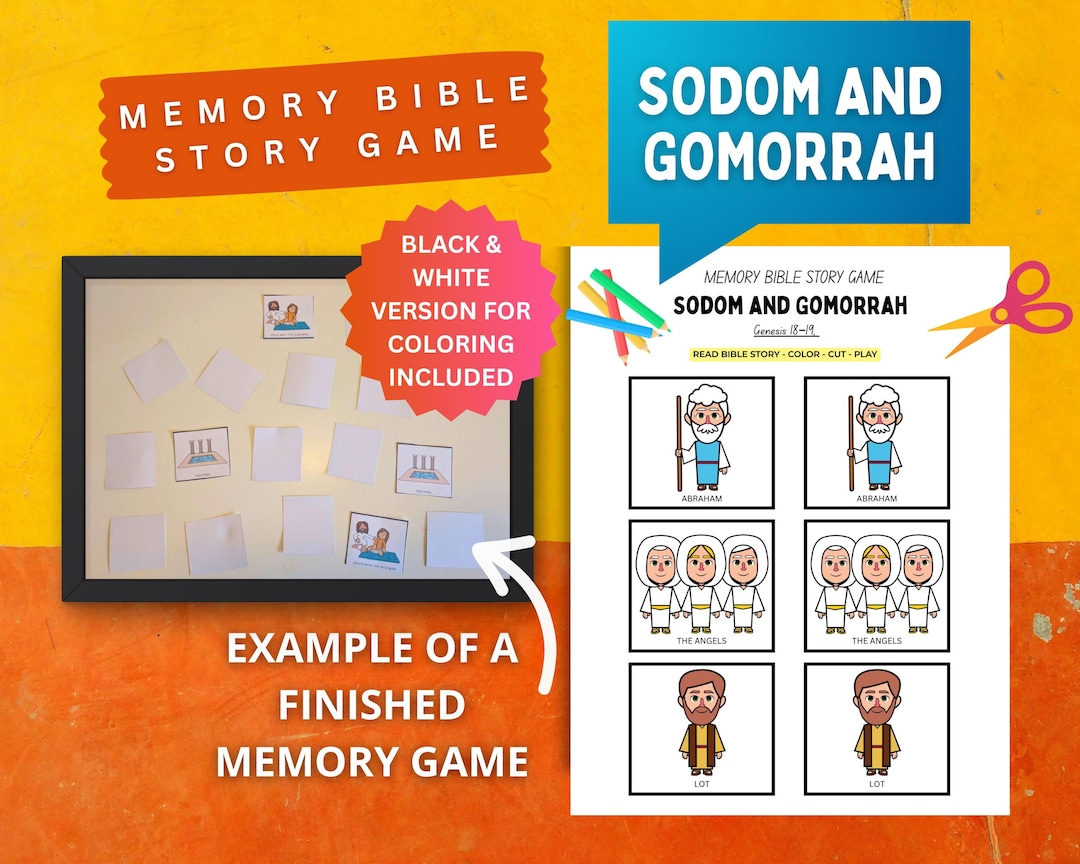 Sodom and Gomorrah Memory Game | Genesis 18–19 Bible Story | Lot’s Wife ...