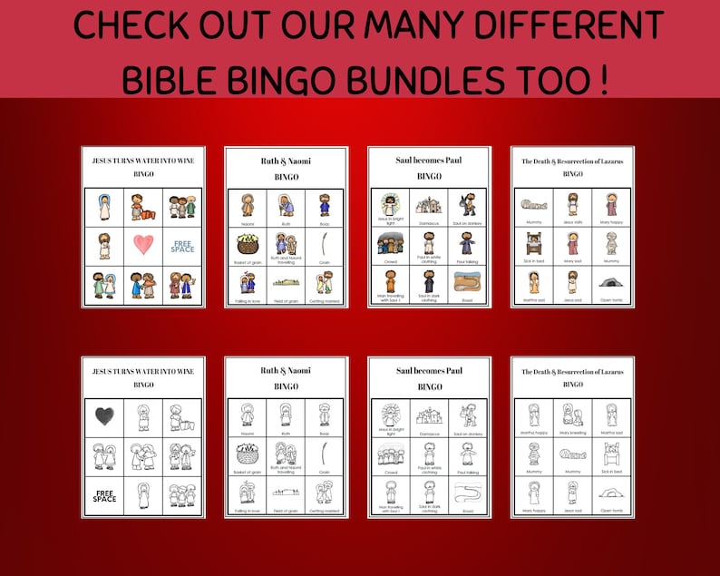 Bible Bingo Set for Kids Bible Story Activity, New Testament Bible ...