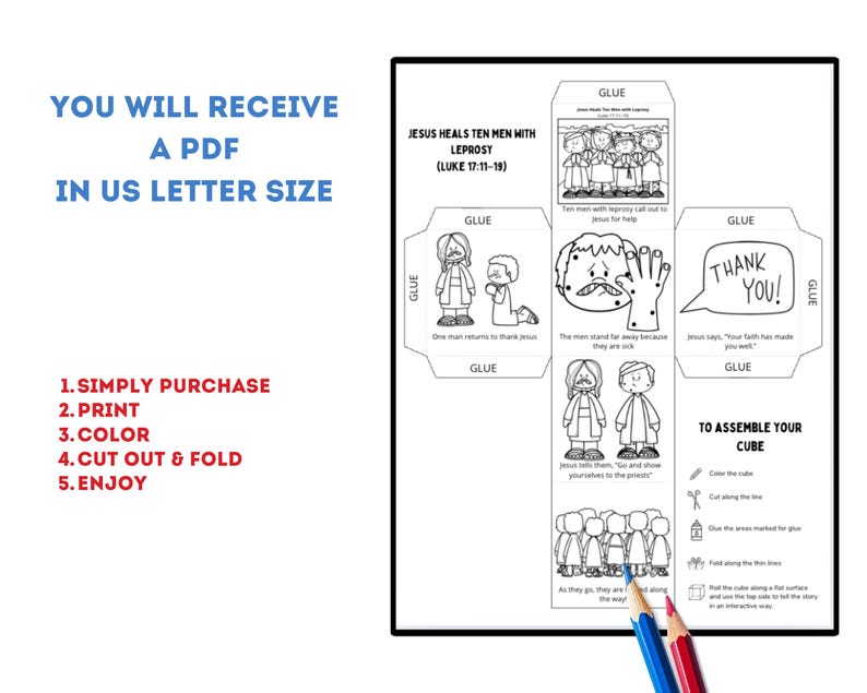 Jesus Heals 10 Lepers Bible Story Cube | Printable Craft for Kids ...