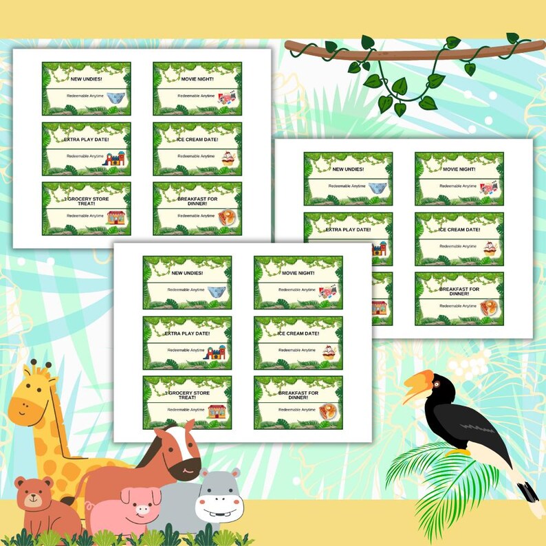 Jungle Safari Potty Training Chart Printable Potty Reward Chart for ...