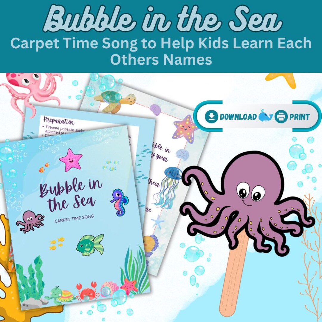 Learn Names With Sea Puppets, Bubble in the Sea Song, Printable Circle ...