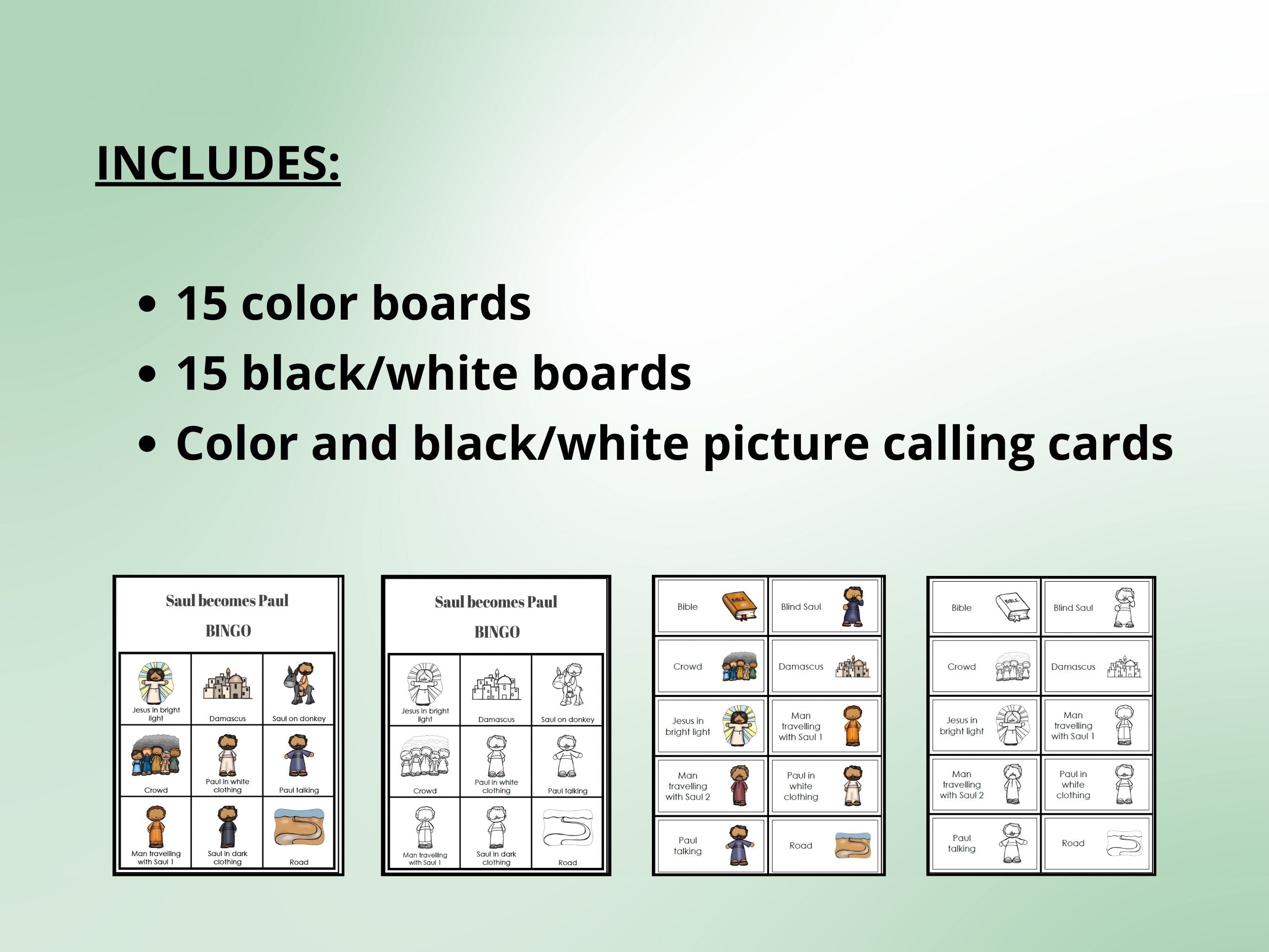 Saul Becomes Paul Bingo Set for Kids, Saul Becomes Paul Bible Bingo L ...