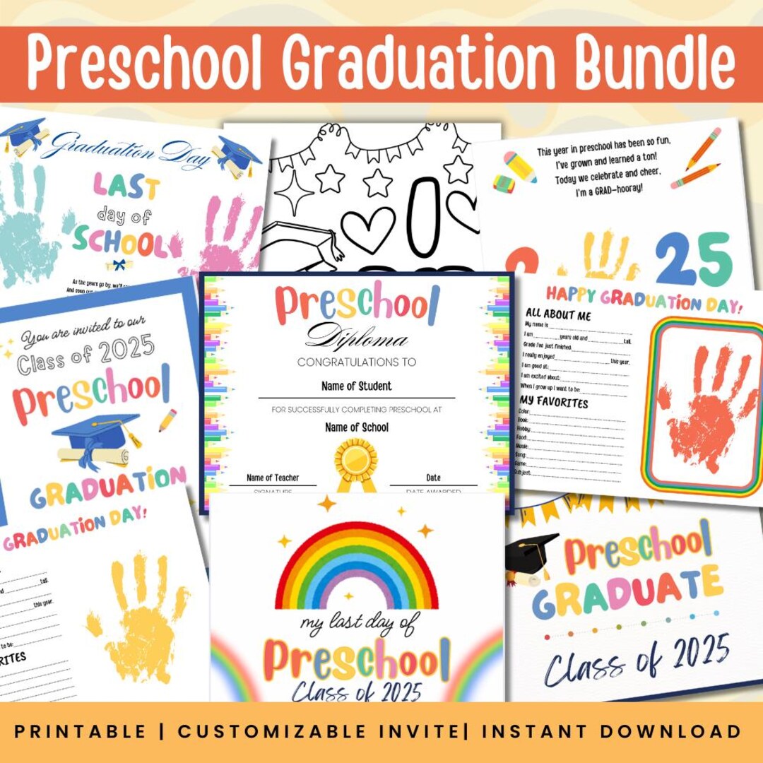Preschool Graduation Bundle | Printable Graduation Kit | Diploma ...