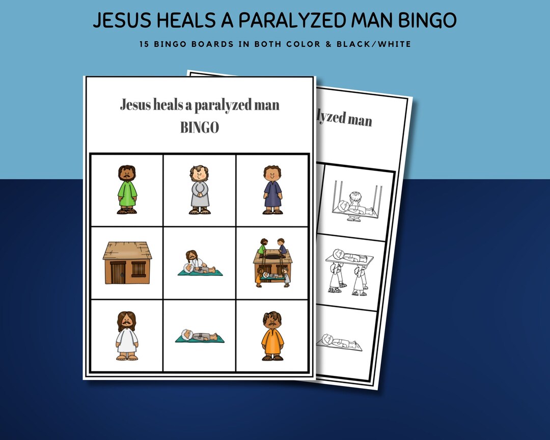 Jesus Heals a Paralyzed Man Bingo Set for Kids, Jesus Heals a Paralyzed ...