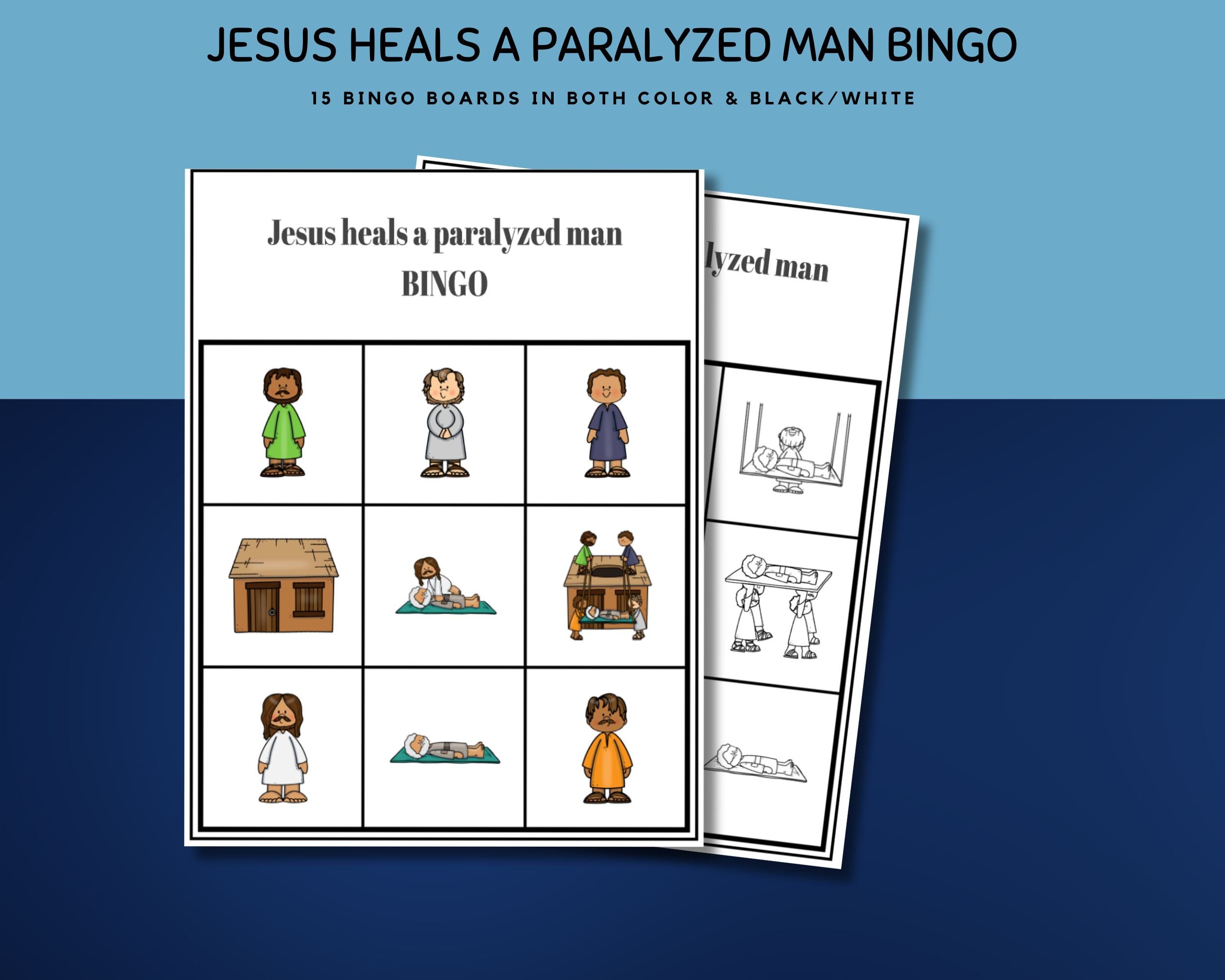 Jesus Heals a Paralyzed Man Bingo Set for Kids, Jesus Heals a Paralyzed ...