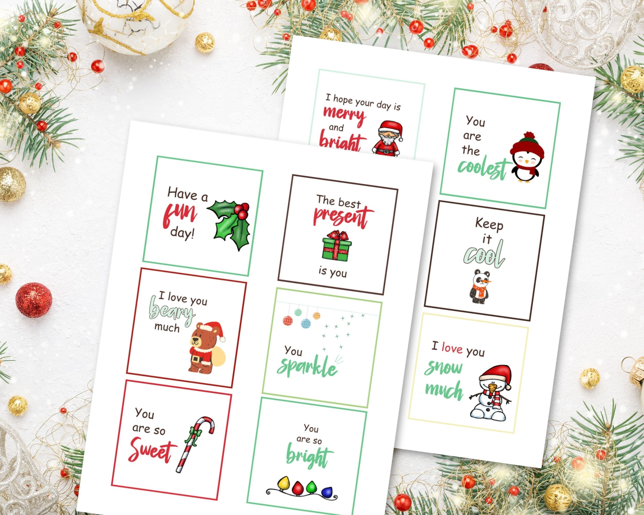 Christmas Lunch Box Notes for Kids, Winter Lunchbox Notes, Lunchbox ...