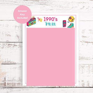 1990s Trivia Game Printable, 90s Party Quiz,fun Retro Game for Adults ...