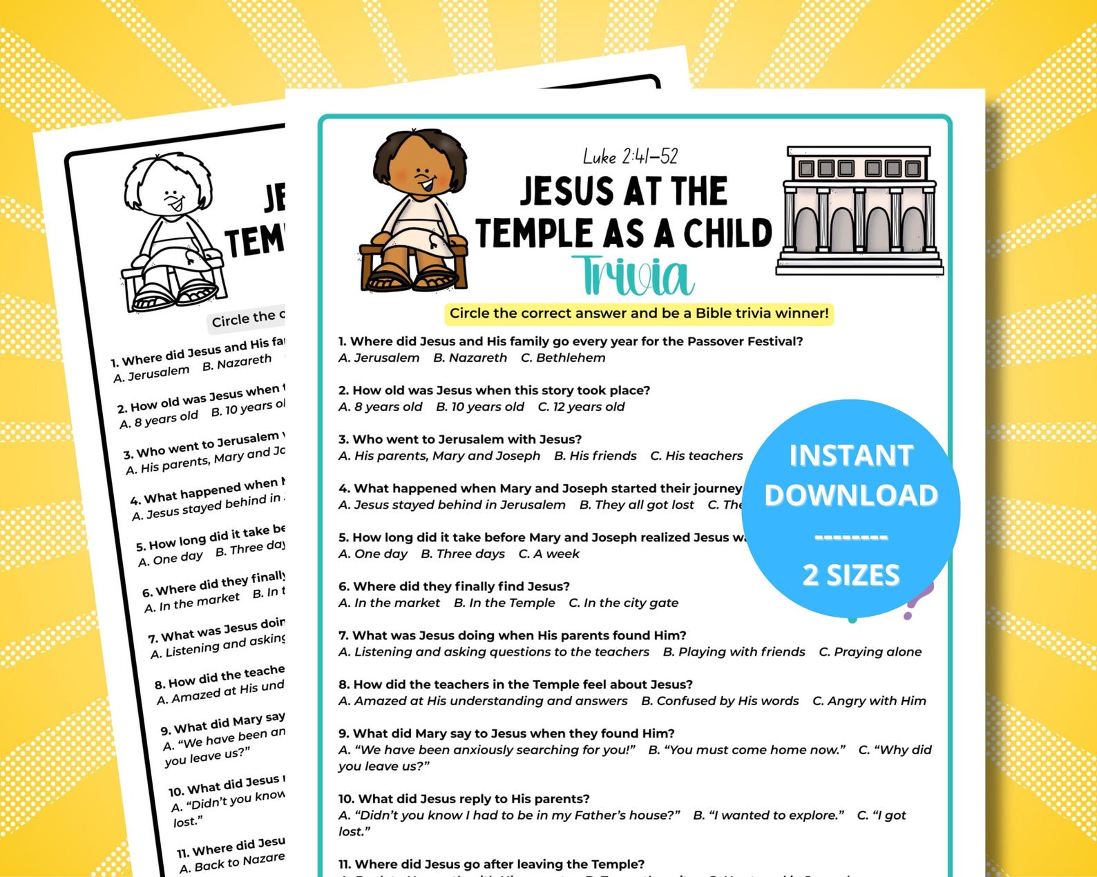 Jesus at the Temple Bible Trivia Game | Young Jesus Bible Story | Boy ...