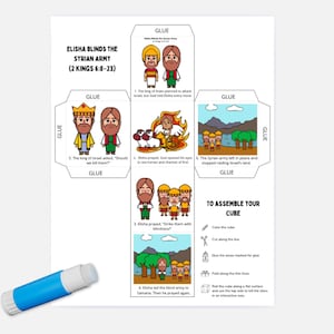 Elisha Blinds the Syrian Army Coloring Cube | 2 Kings 6 Printable for ...