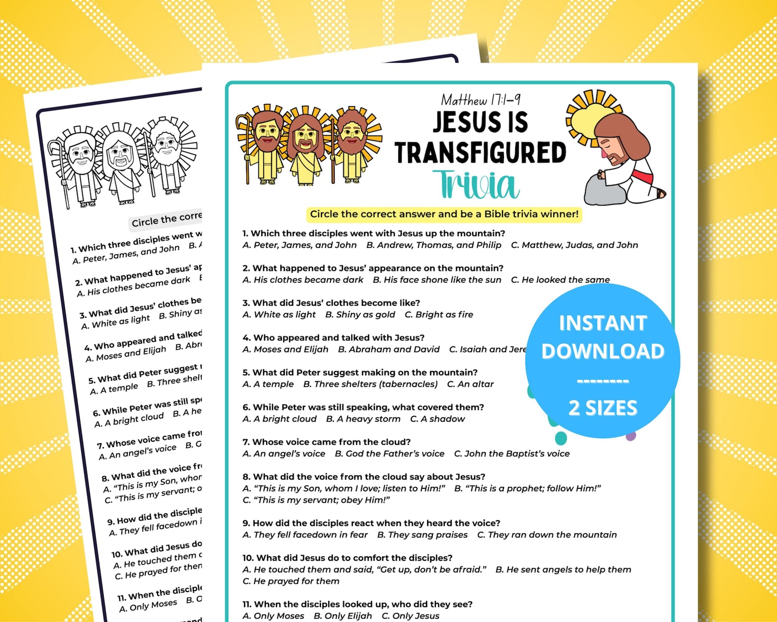 Transfiguration of Jesus Bible Trivia Game | Jesus is Transfigured Kids ...