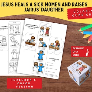 Jesus Raises Jairus' Daughter Bible Story Cube | Printable Craft for ...