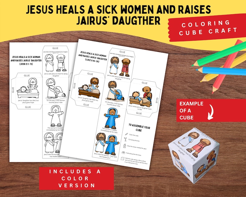 Jesus Raises Jairus' Daughter Bible Story Cube | Printable Craft for ...