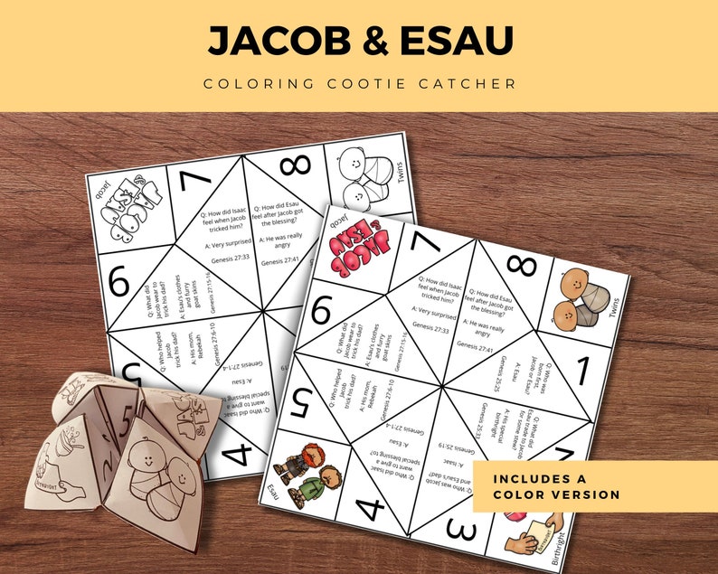 Jacob and Esau Printable Bundle, Fun Bible Activity for Kids, Bible ...