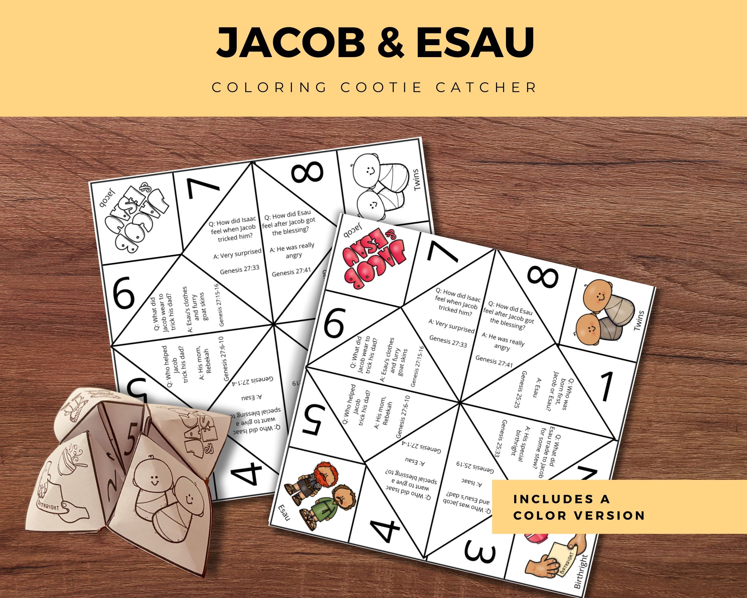 Jacob and Esau Printable Bundle, Fun Bible Activity for Kids, Bible ...