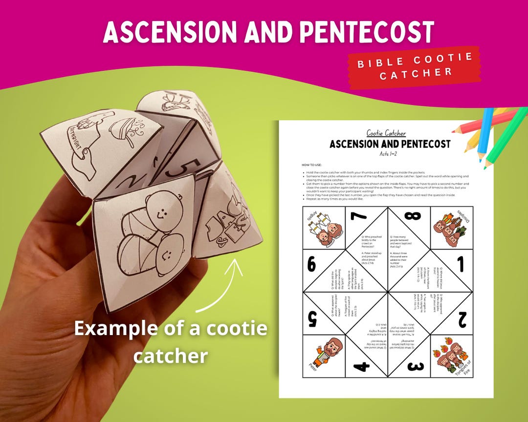 Ascension and Pentecost Cootie Catcher | Ascension of Jesus | Day of ...